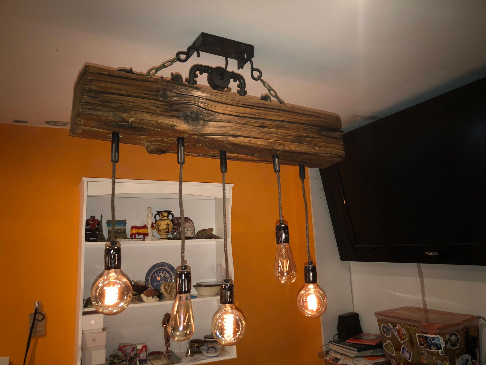 Reclaimed Wood Beam and Steel Conduit Rustic Industrial - Etsy