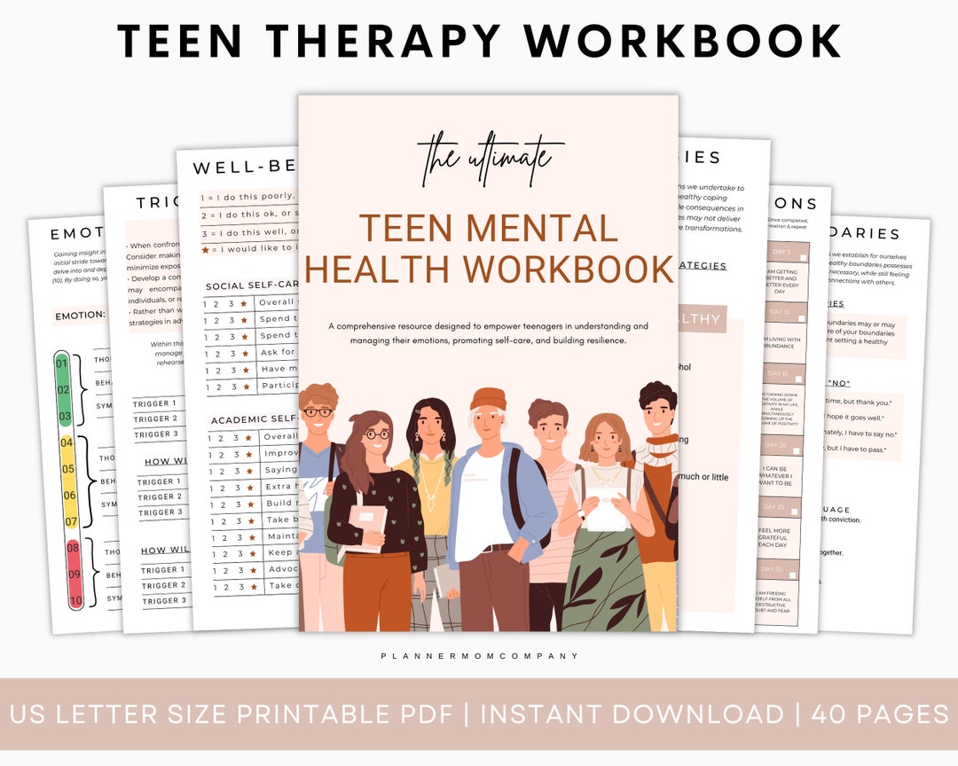 Teen Therapy Worksheets, Journal Prompts for Mental Health, Printable ...