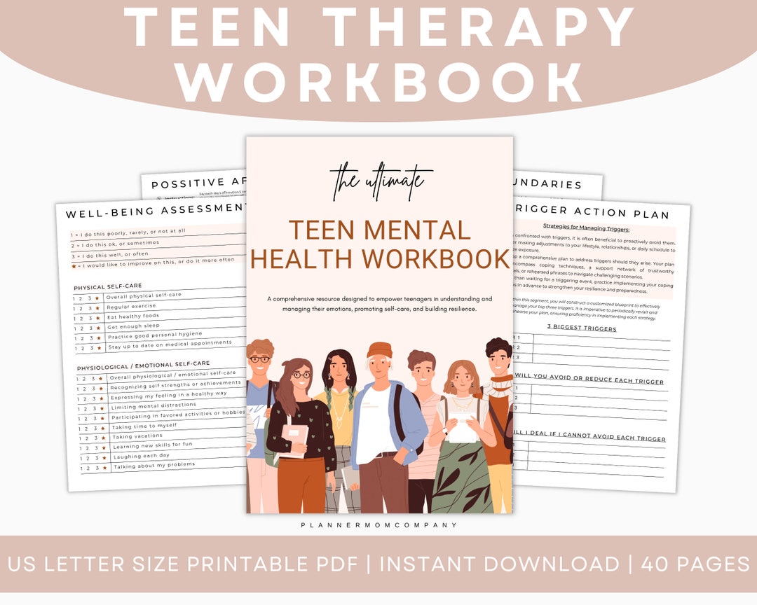 Teen Therapy Worksheets, Journal Prompts for Mental Health, Printable ...
