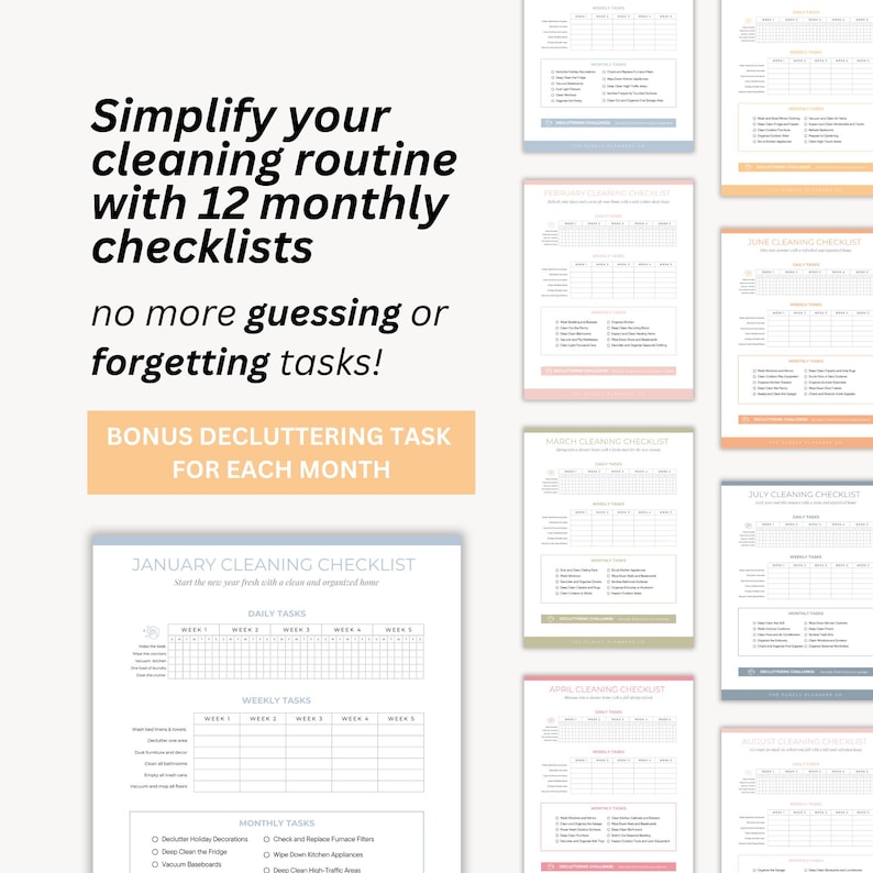 Monthly Cleaning Checklist by Month Weekly and Monthly Cleaning ...