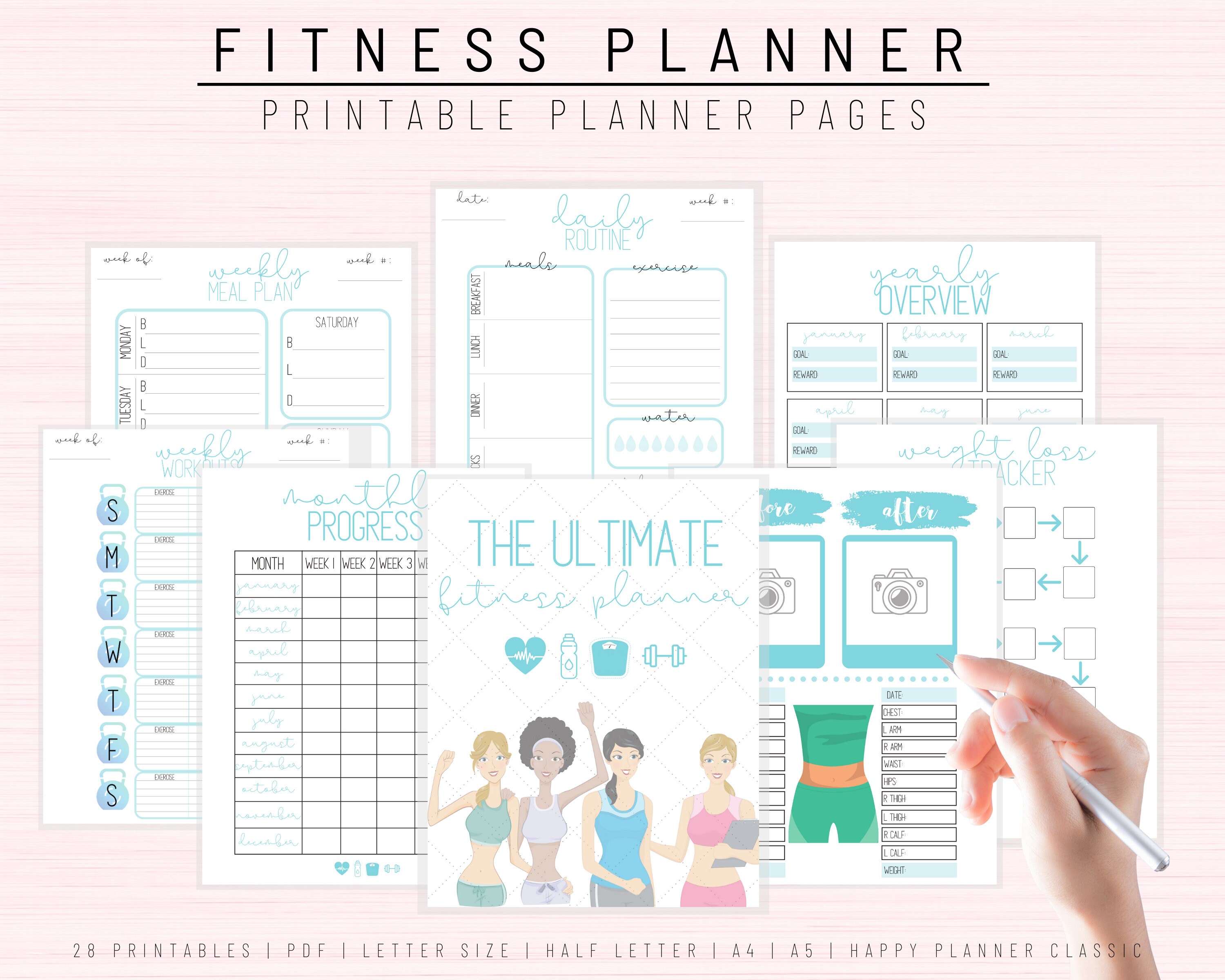 Fitness Planner Printable Printable Health and Fitness | Etsy