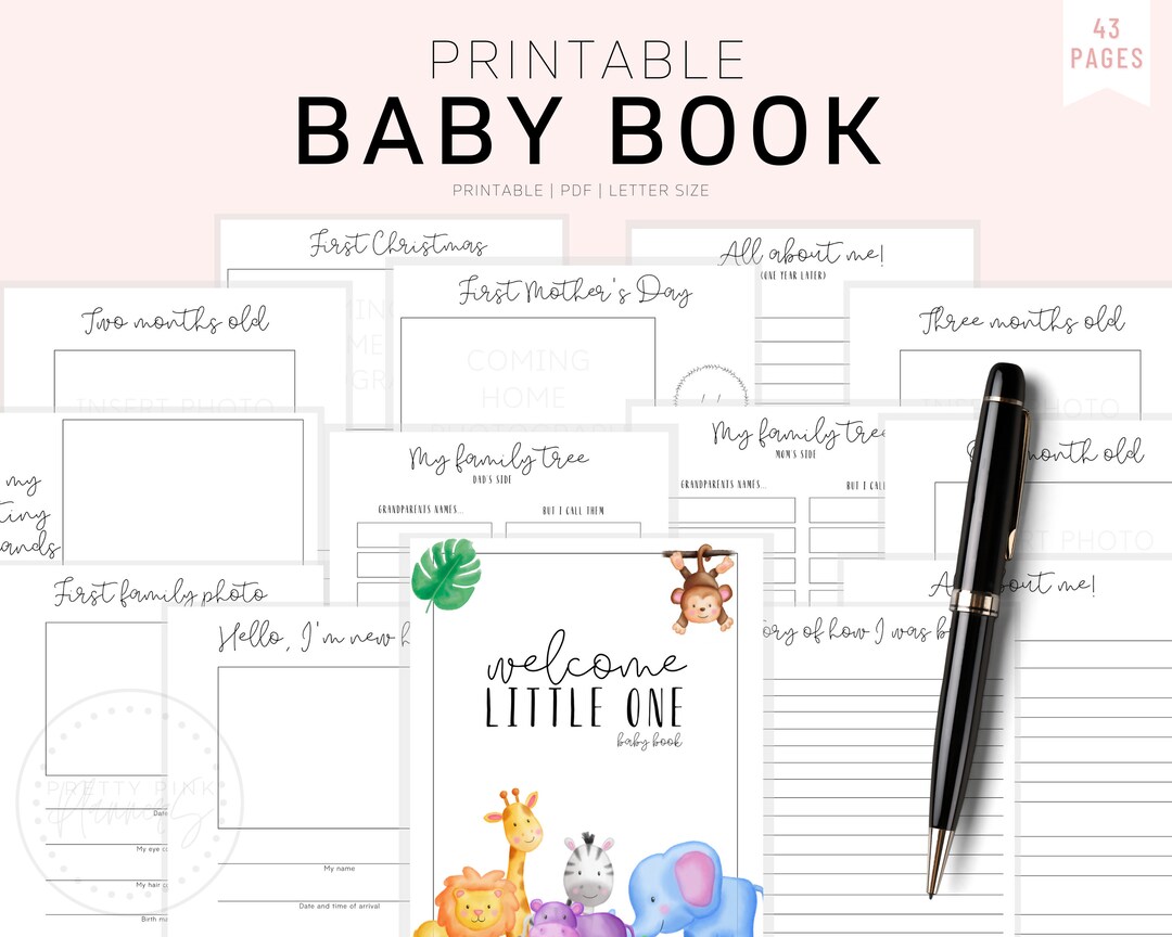 Baby Book, Printable Baby Book Pages, Baby Memory Book, Baby Book First ...