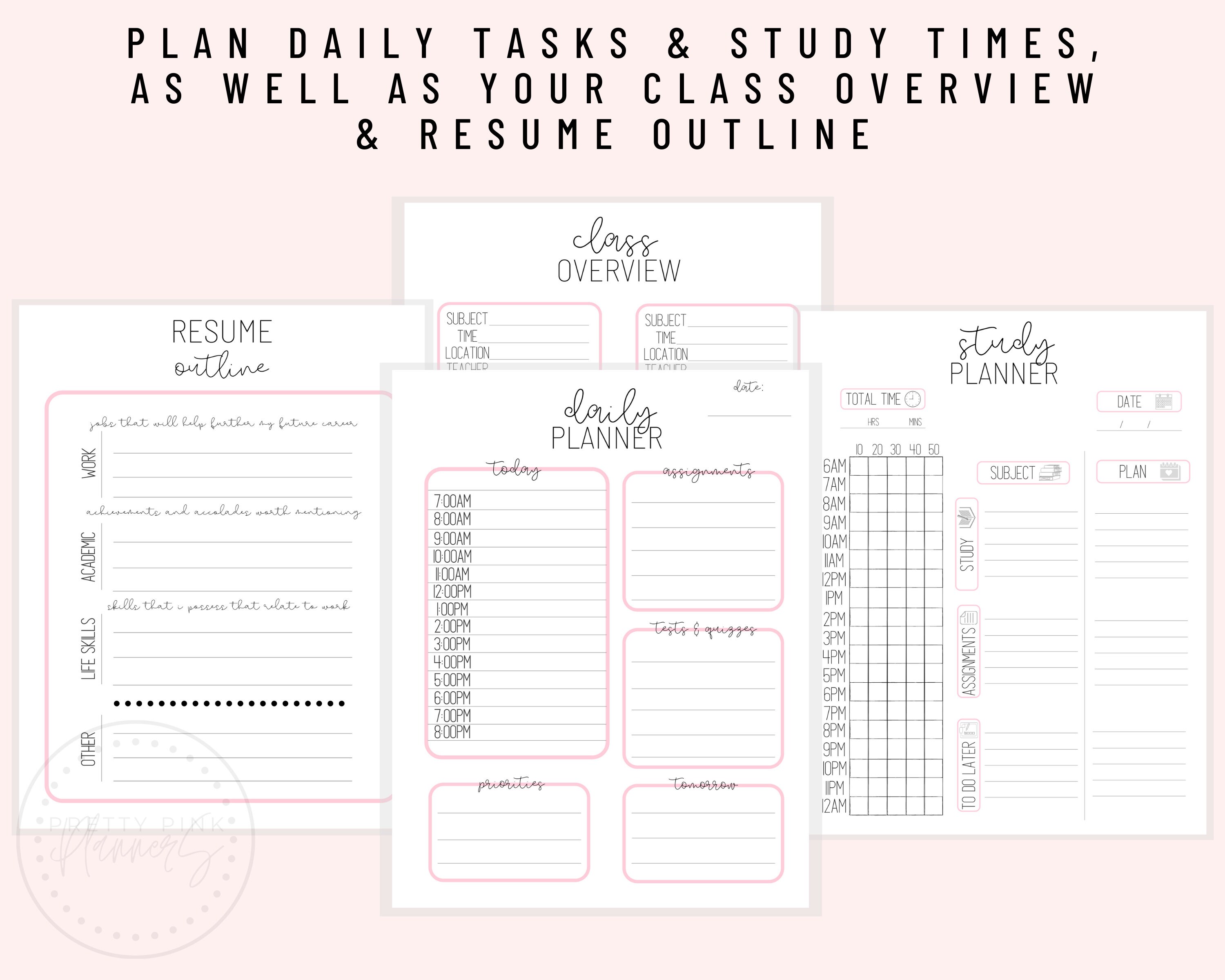 Student Planner Printable Academic Planner Printable College - Etsy