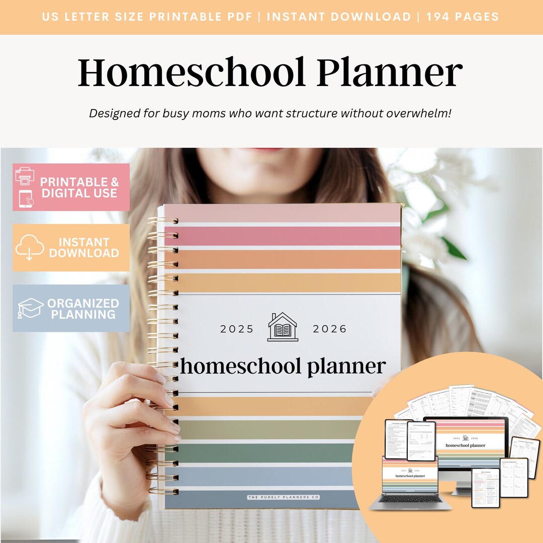 Digital Homeschool Planner Multiple Kids Homeschool Planner 2025-2026 ...