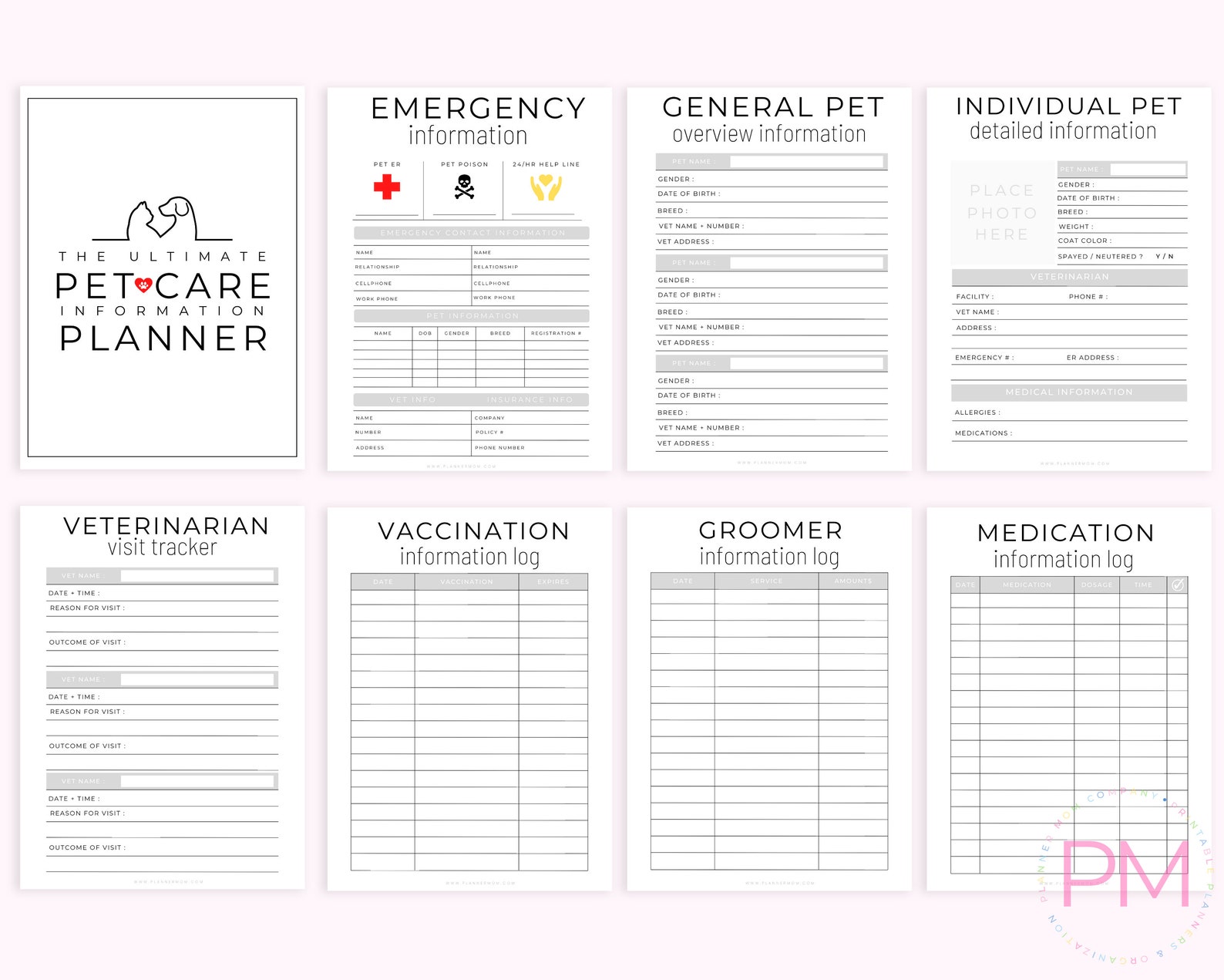 Printable Pet Planner Fillable Pet Planner Pet Care Planner - Etsy