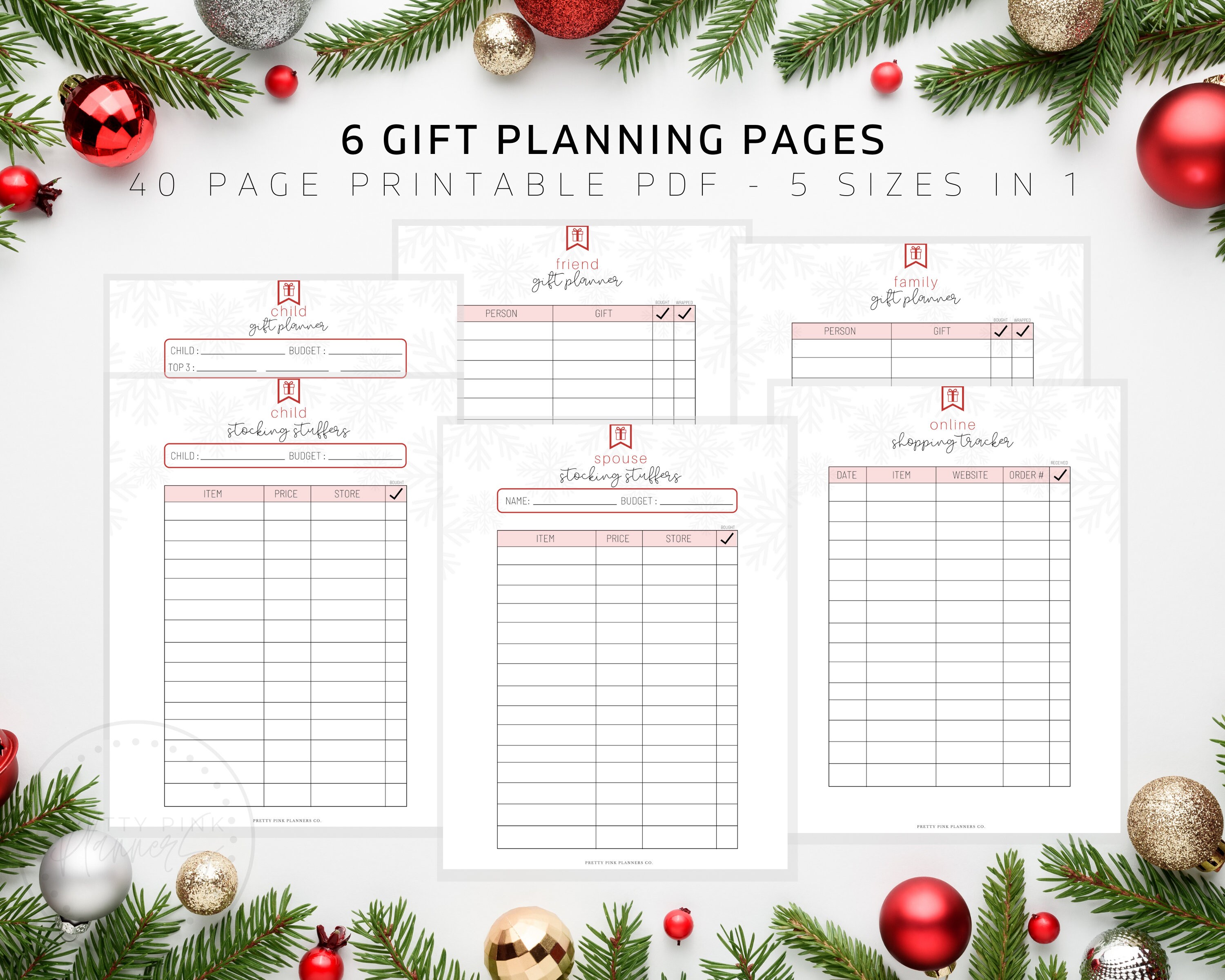 Christmas Planner Printable Holiday Planner Gift Budget | Etsy