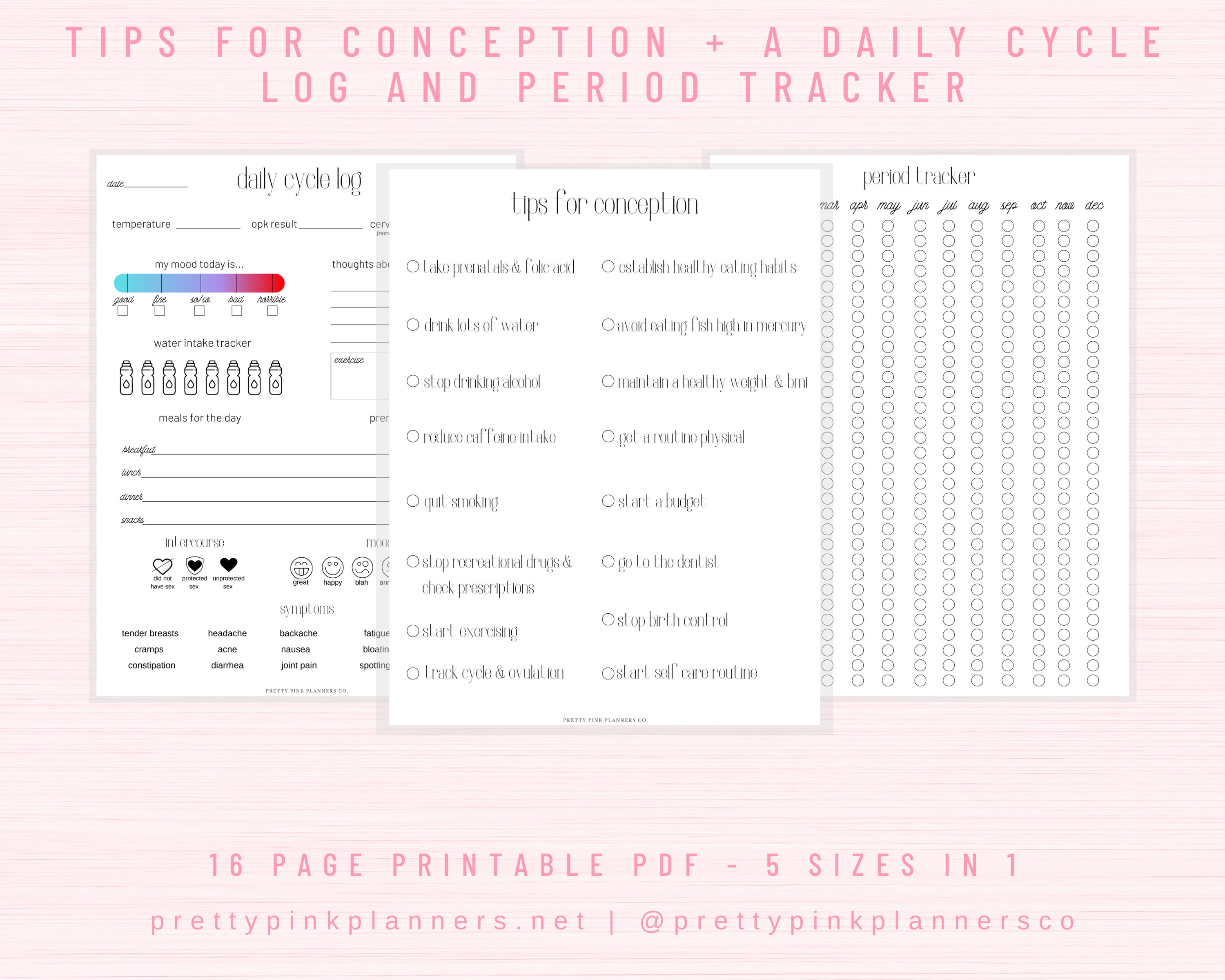 Printable Pregnancy Planner, Fertility Tracker Planner, Conception ...
