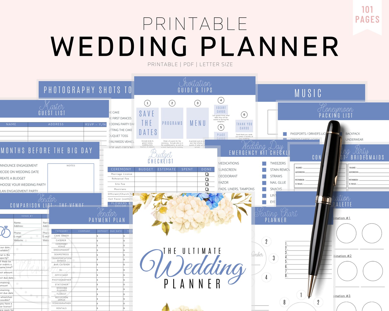 Wedding Planner Printable Printable Wedding Planner Kit | Etsy