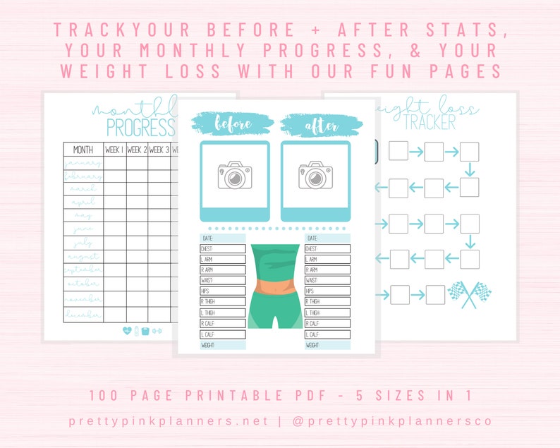 Fitness Planner Printable Printable Health and Fitness | Etsy