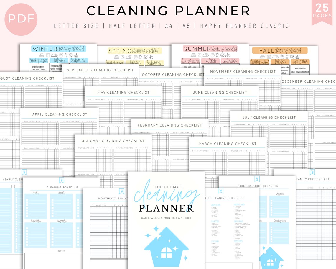 Weekly Cleaning Checklist Printable Letter & A4 Printable - Etsy