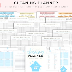 Weekly Cleaning Checklist, Printable Letter & A4, Printable A5, Happy ...