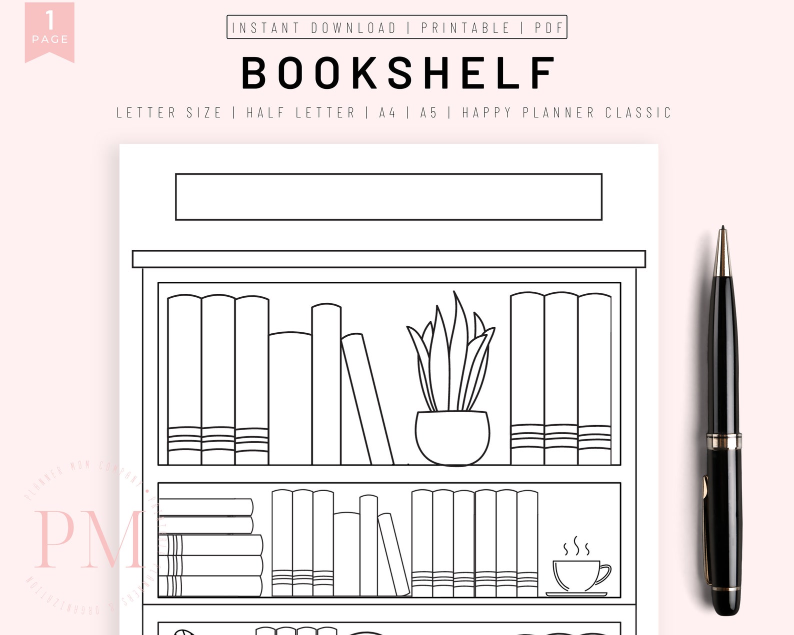 Book Tracker Printable, Bookshelf Reading Log, Books I've Read, Yearly ...