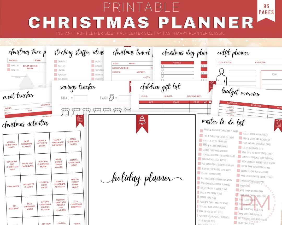 Christmas Planner Printable, Holiday Planner, Gift Budget Planner, Xmas ...