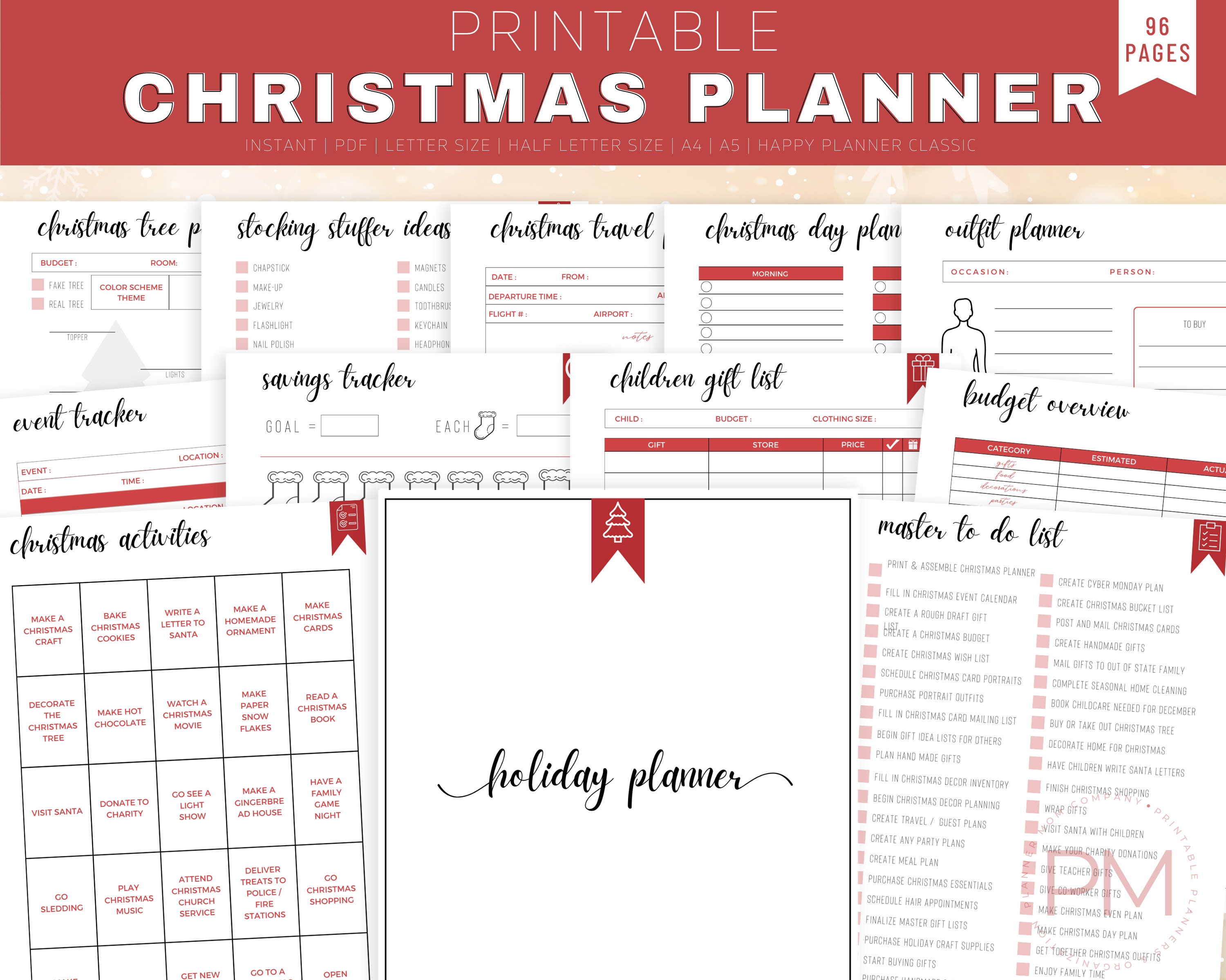 Christmas Planner Printable Holiday Planner Gift Budget - Etsy
