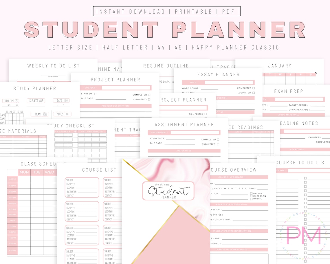 Student Planner Printable Academic Planner Printable College - Etsy