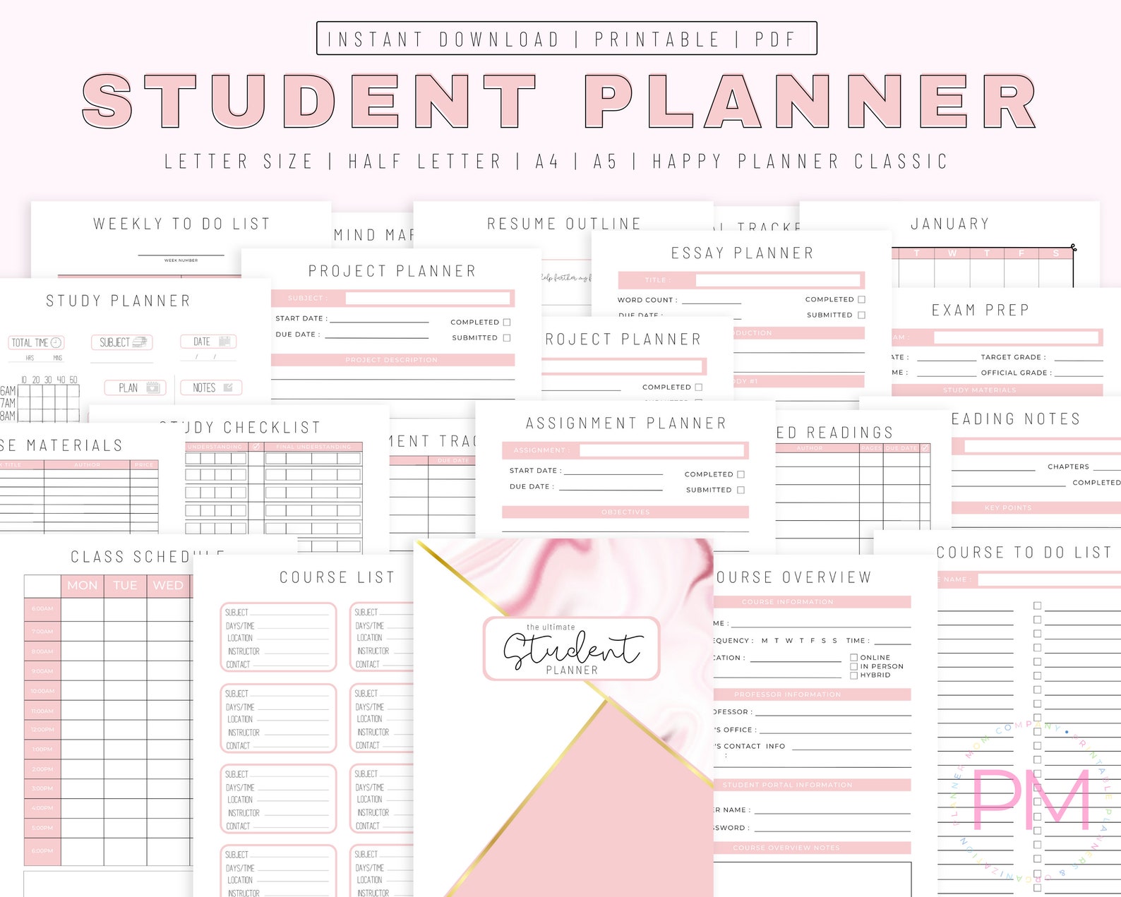 Student Planner Printable Academic Planner Printable College - Etsy