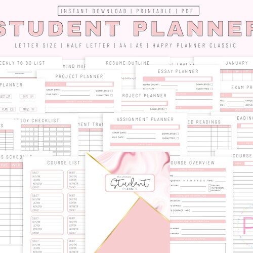 Academic Planner Printable College Planner High School - Etsy