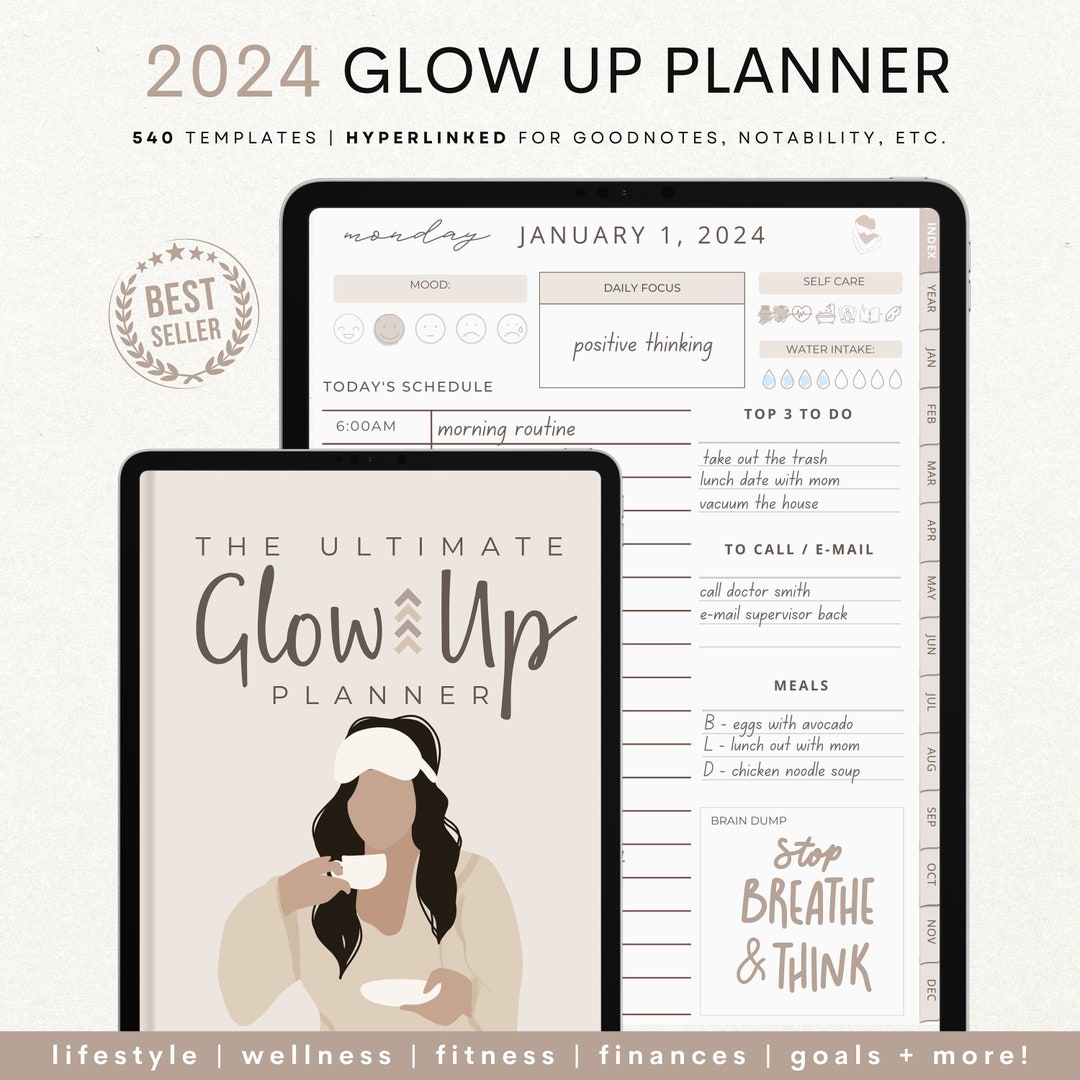 Glow up Planner, Glow-up Planner, Lucky Girl Planner, 2024 Dated ...
