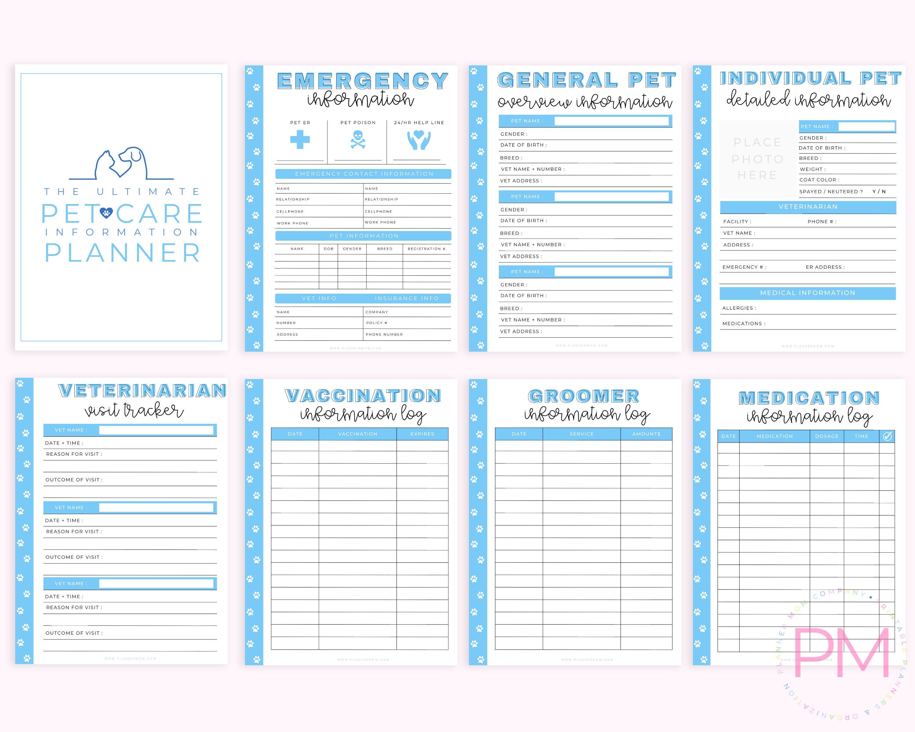 Printable Pet Planner Fillable Pet Planner Pet Care Planner - Etsy UK