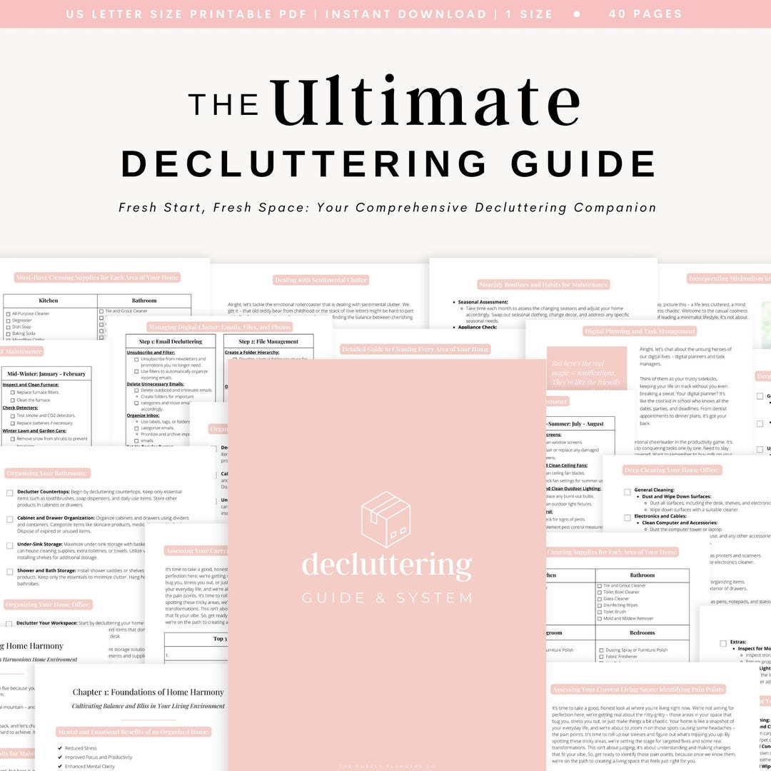Declutter Worksheet Declutter Planner Insert Declutter Workbook ...