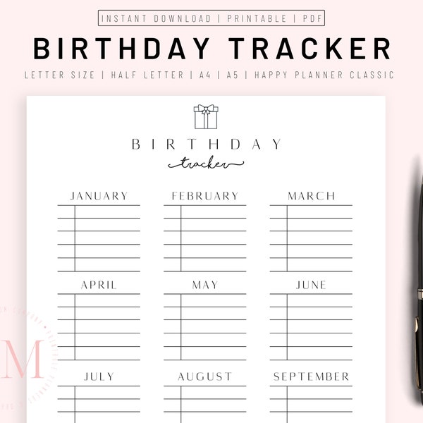 Family Birthday Tracker - Etsy