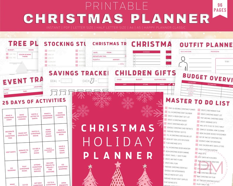 Christmas Planner Printable Holiday Planner Gift Budget - Etsy