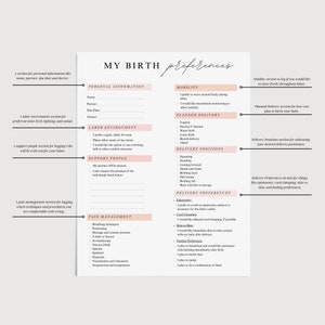 Birth Plan Handout, Birth Plan Template Canva, Birth Plan Canva, Custom ...