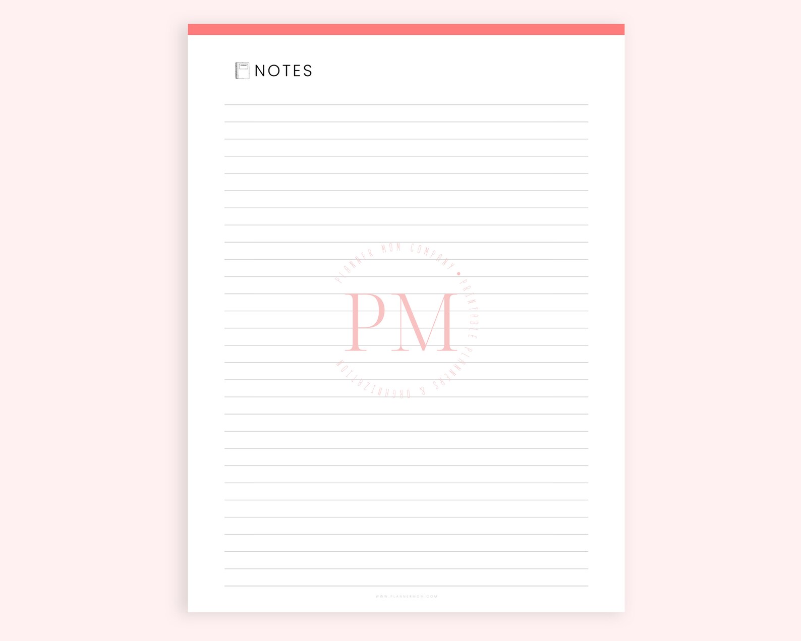Notes Page Printable Lined Note Paper Notes Page Planner | Etsy