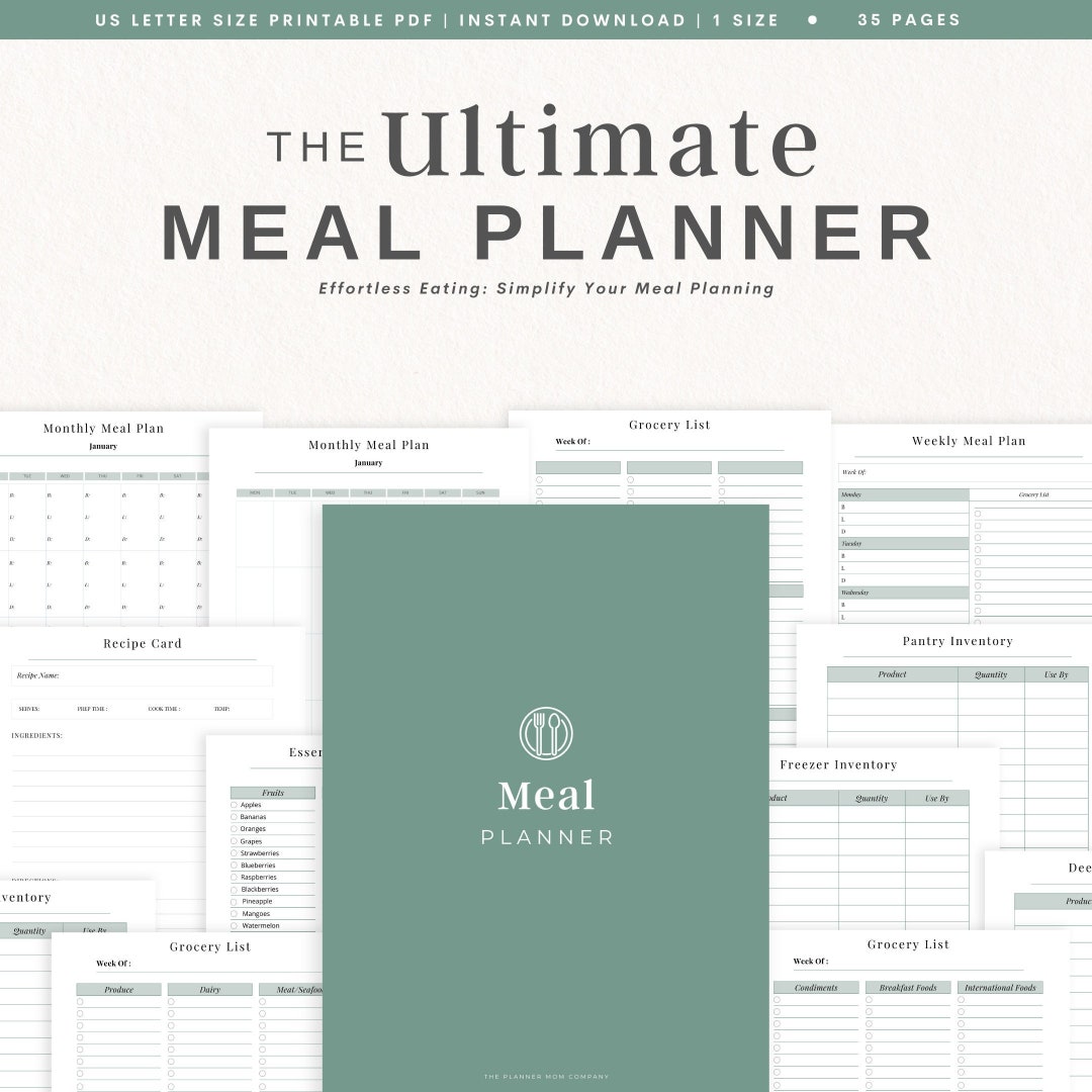 Busy Mom Meal Planner, Meal Planner for Mom, Master Grocery List ...