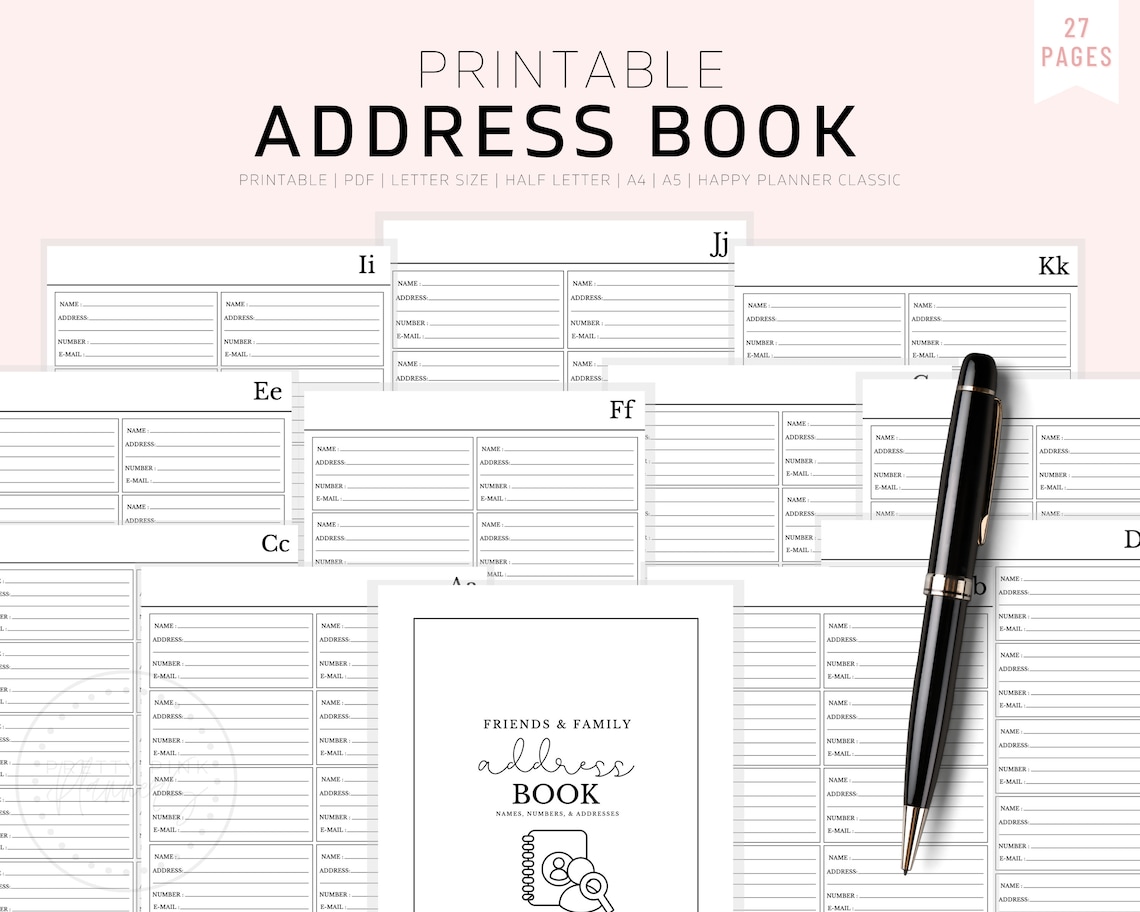 Address Book Printable Contacts Page A5 Address Book for - Etsy
