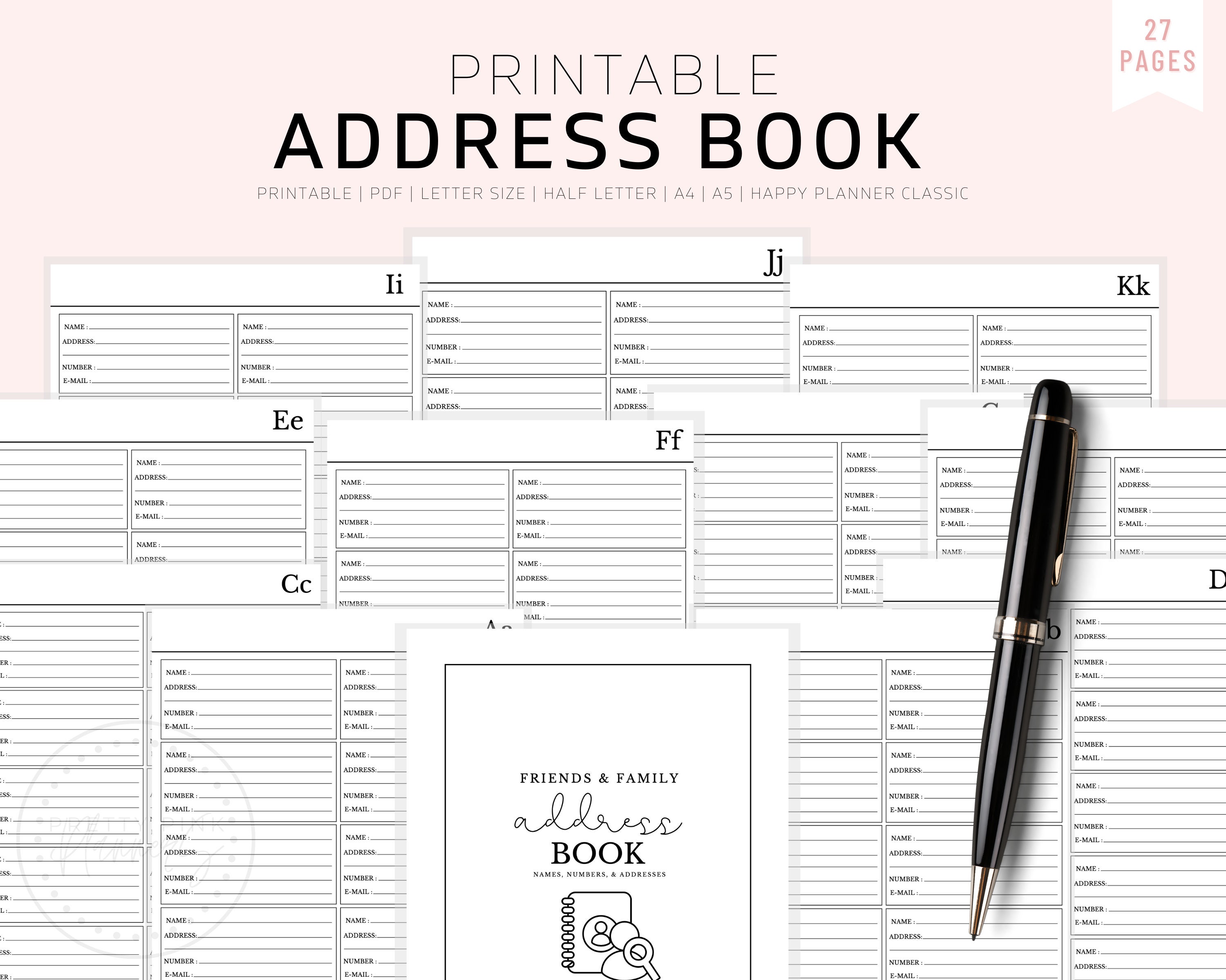 Address Book Printable Contacts Page A5 Address Book for - Etsy