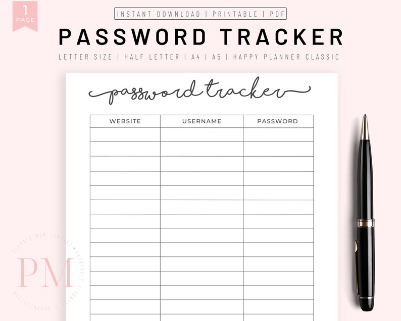 Password Tracker Printable Password Book Password Keeper - Etsy