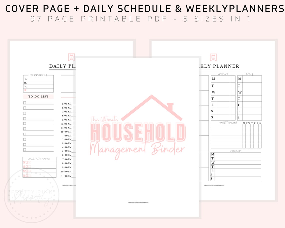 Household Binder Daily Planner Printable Planner Pages Mom - Etsy
