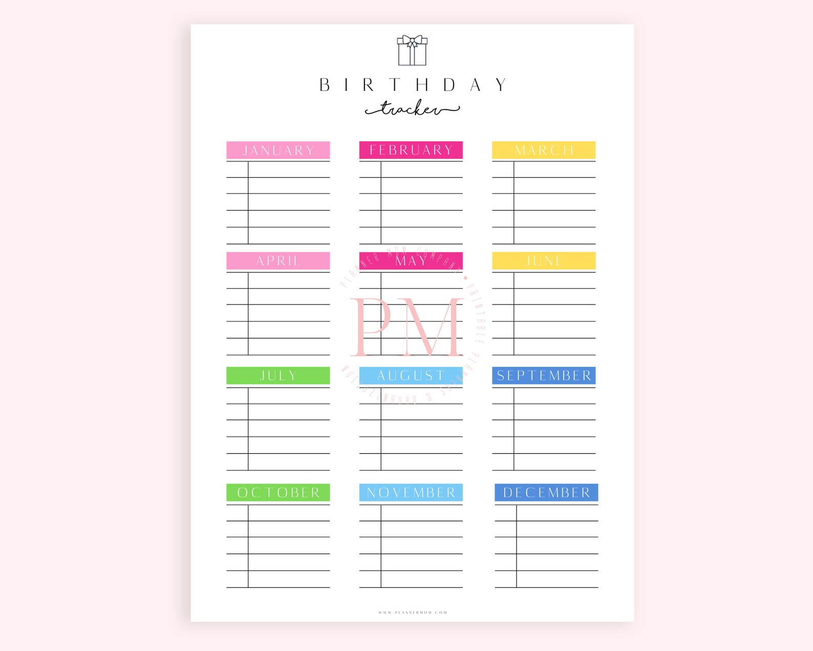 Printable Birthday Tracker Birthday Planner Birthday | Etsy