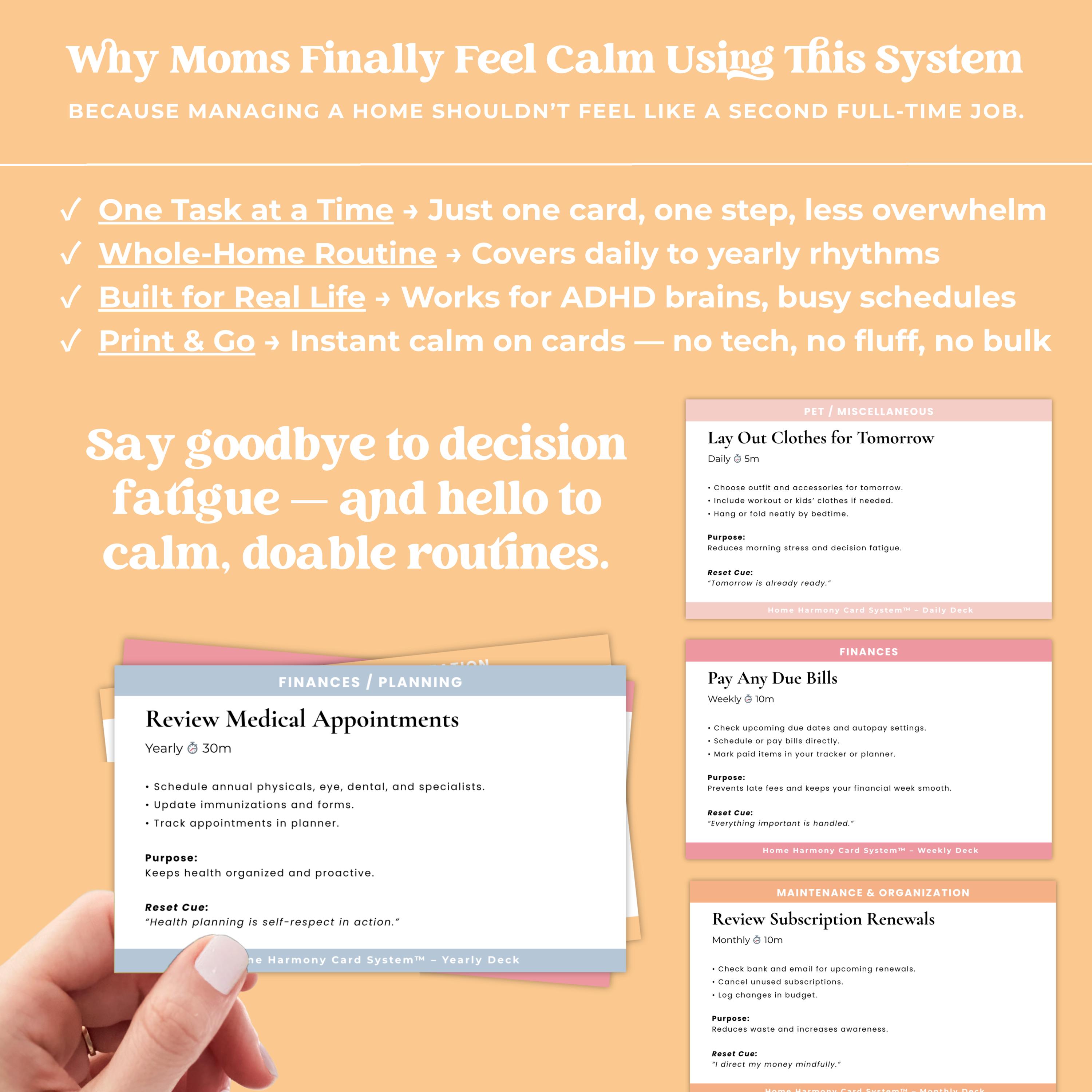 ADHD Home Routine Cards Visual Task System for Neurodivergent Adults ...