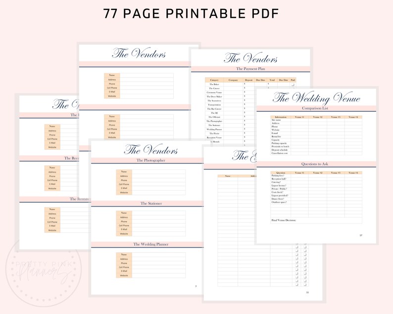 Wedding Planner Printable Printable Wedding Planner Kit - Etsy