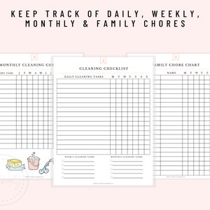 Weekly Cleaning Checklist, Printable Letter & A4, Printable A5, Happy ...