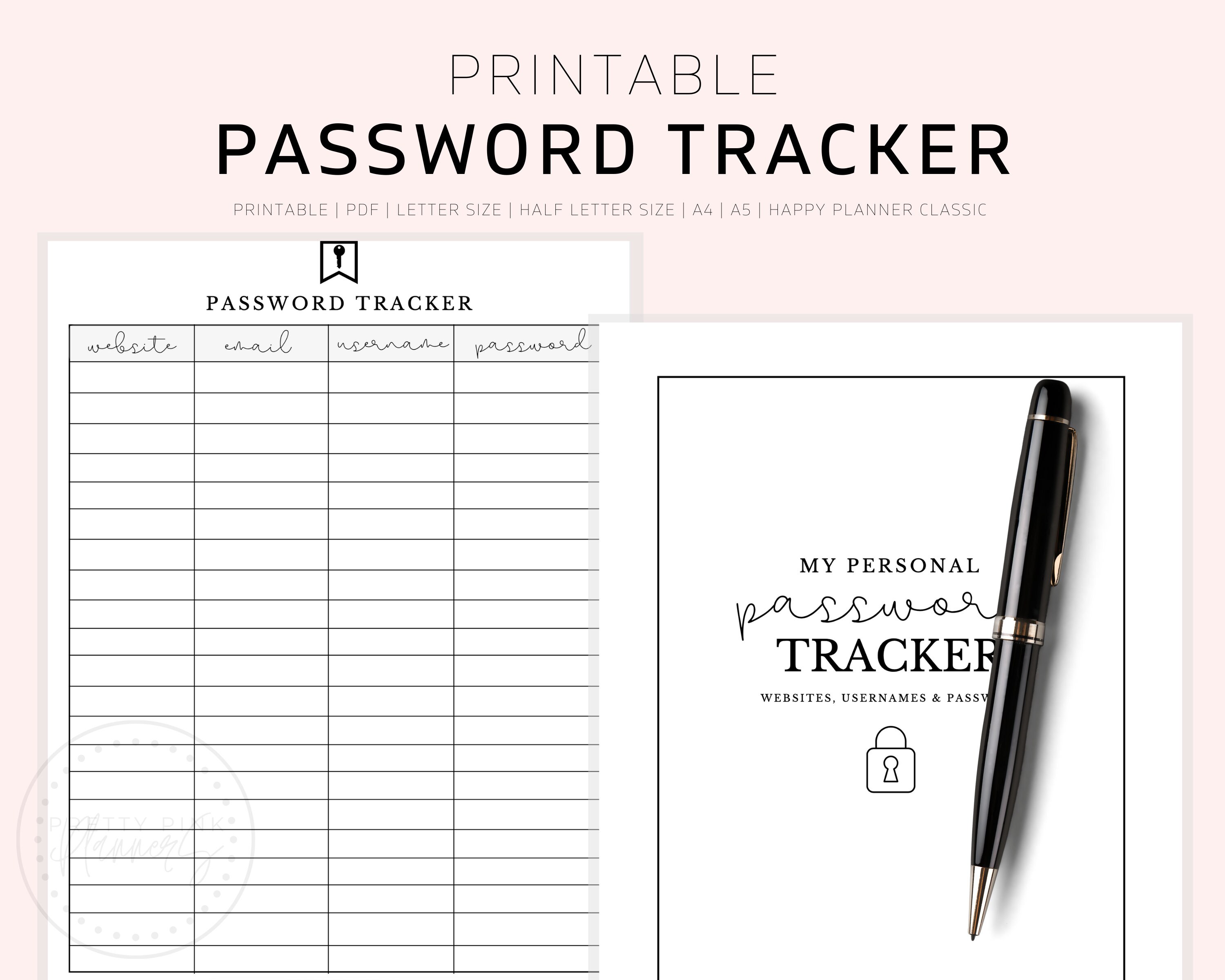 Password Notebook Password Tracker Printable Password Journal Password ...