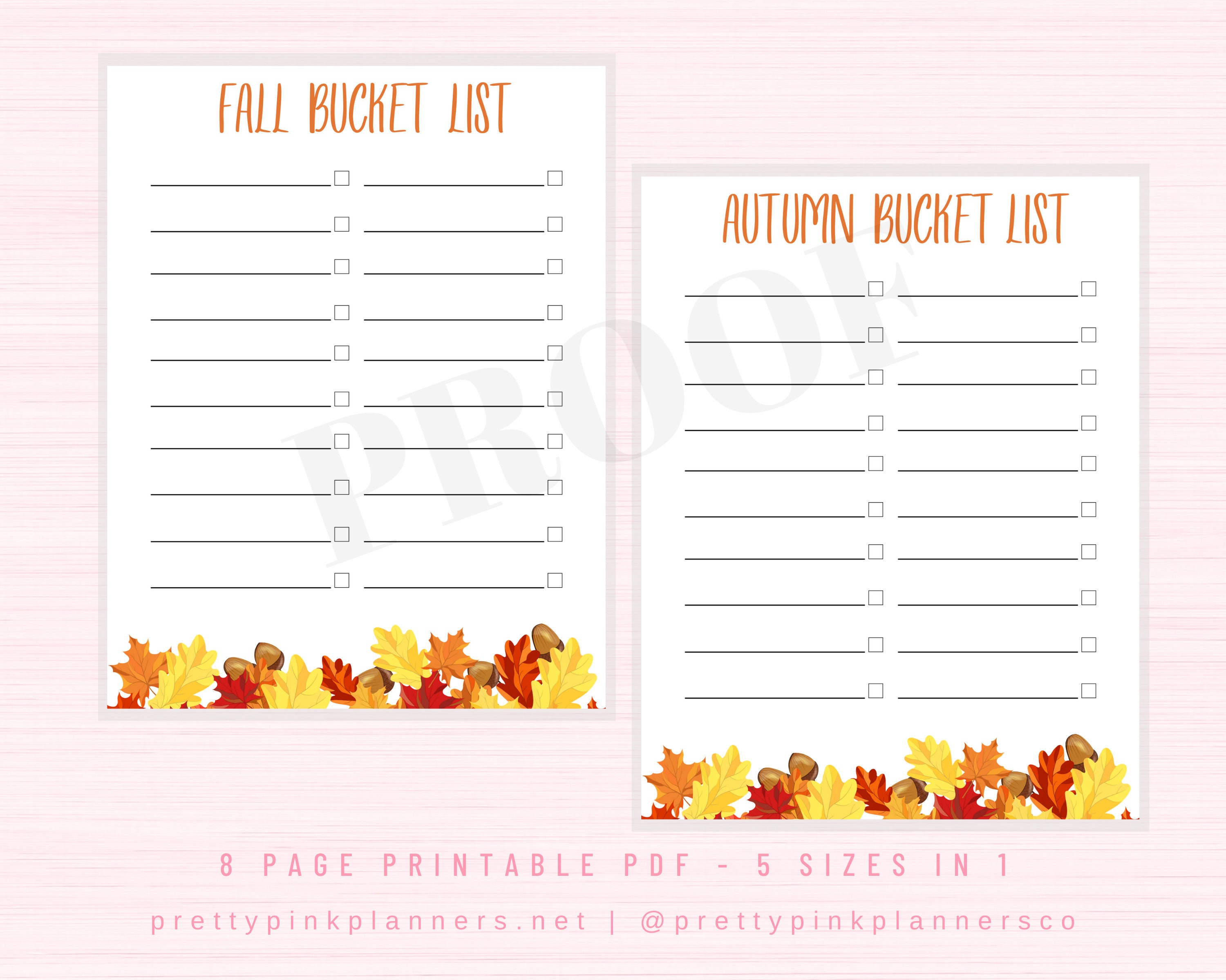 Fall Bucket List Template Fall Bucket List Printable Fall - Etsy