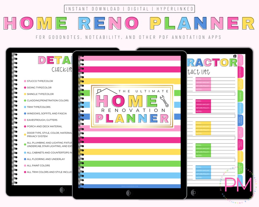 Home Renovation Planner, Project Planner, Home Improvement Planner ...