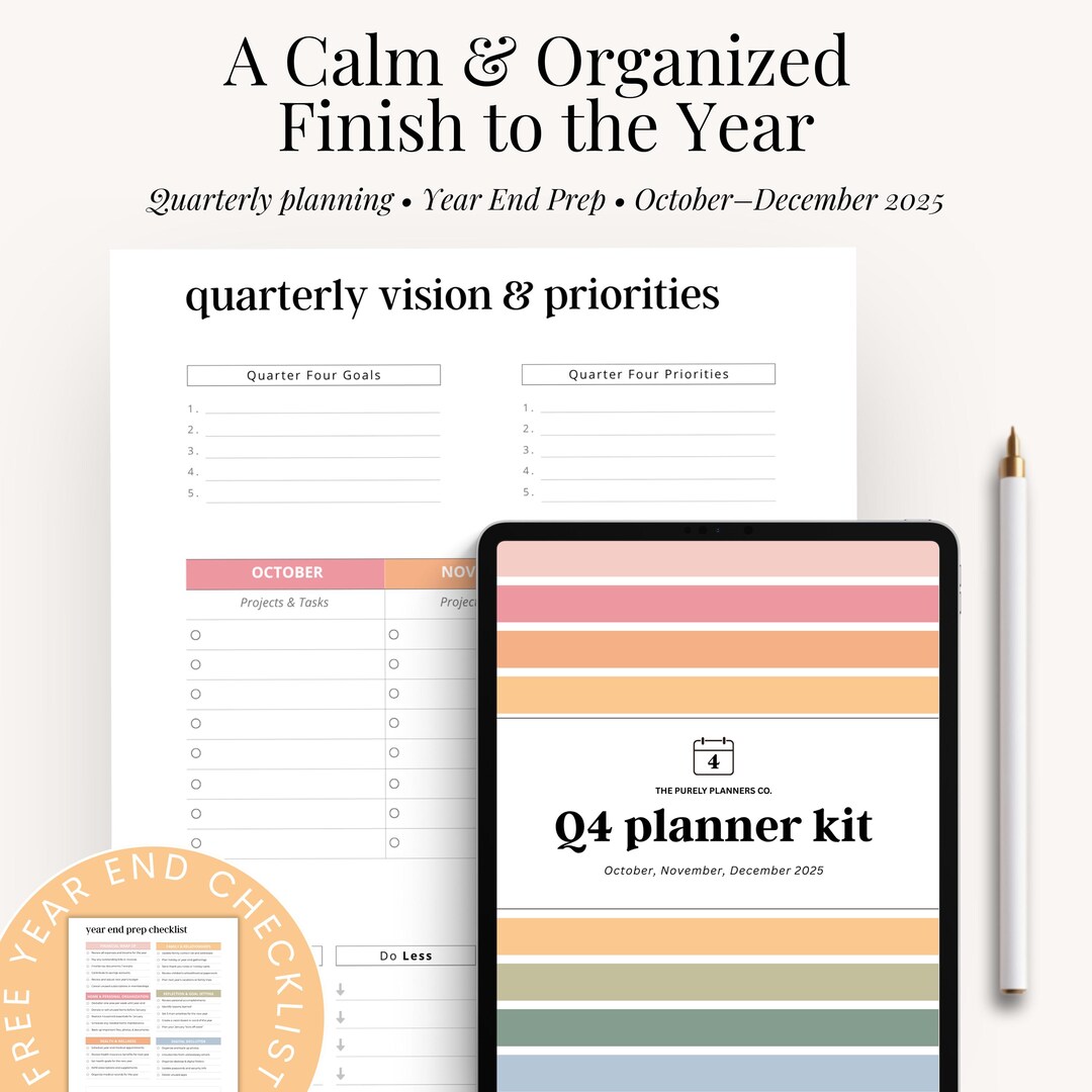 Digital Q4 Planner for Moms Productivity Quarterly Planner Year End ...