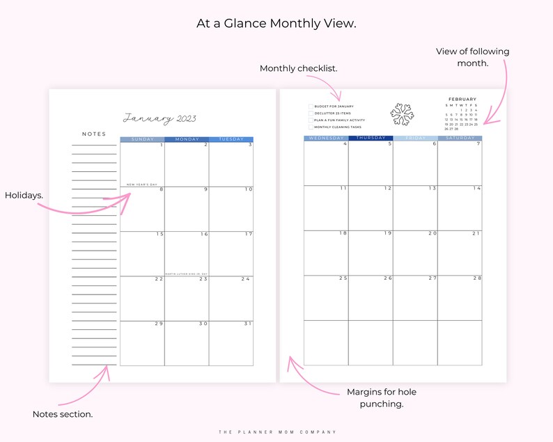 Floral 2023 Planner Printable 2023 Weekly Planner Monthly - Etsy