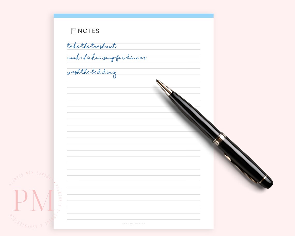 Notes Page Printable Lined Note Paper Notes Page Planner - Etsy