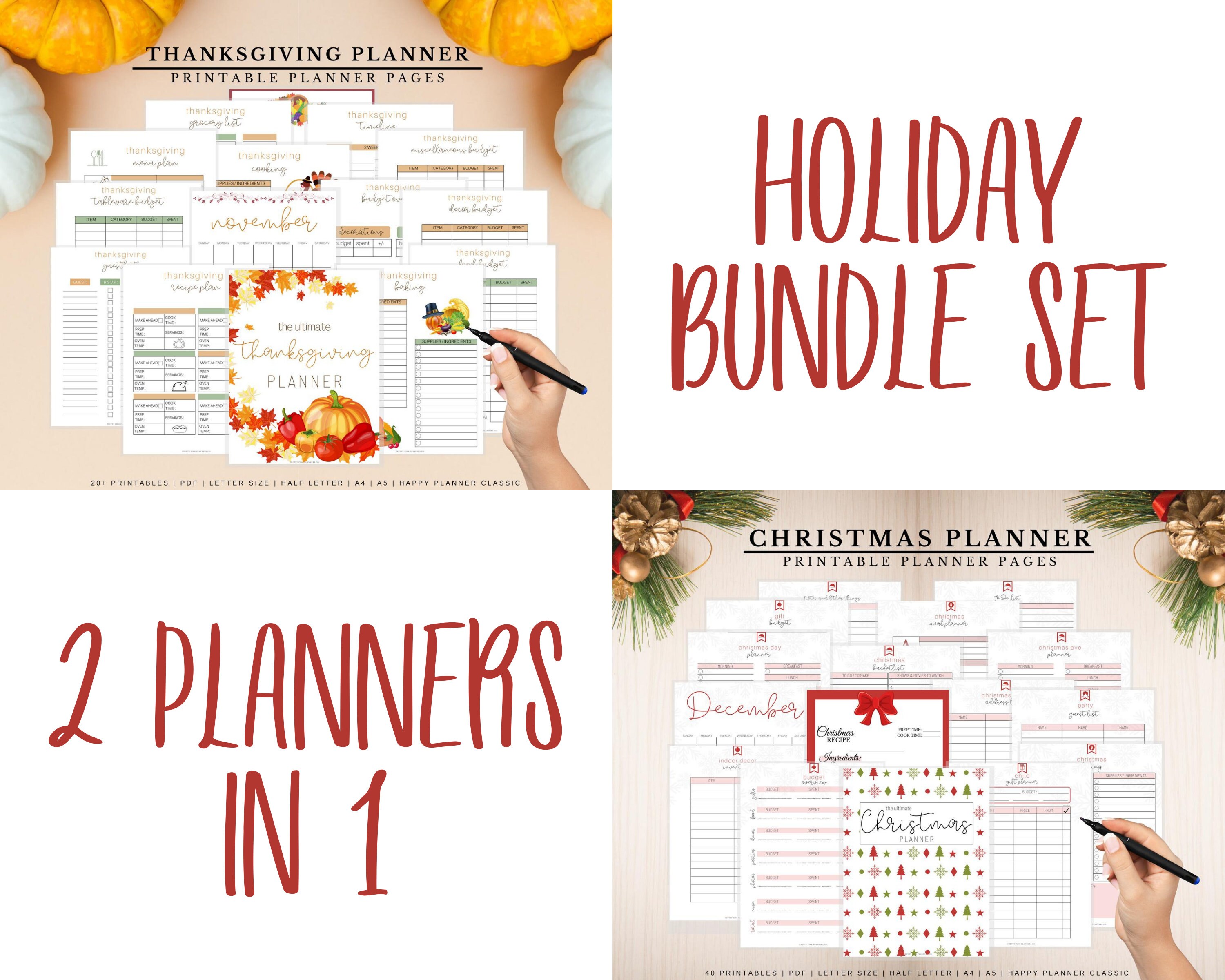 Holiday Planner Bundle Holiday Planner A5 Planner Inserts | Etsy