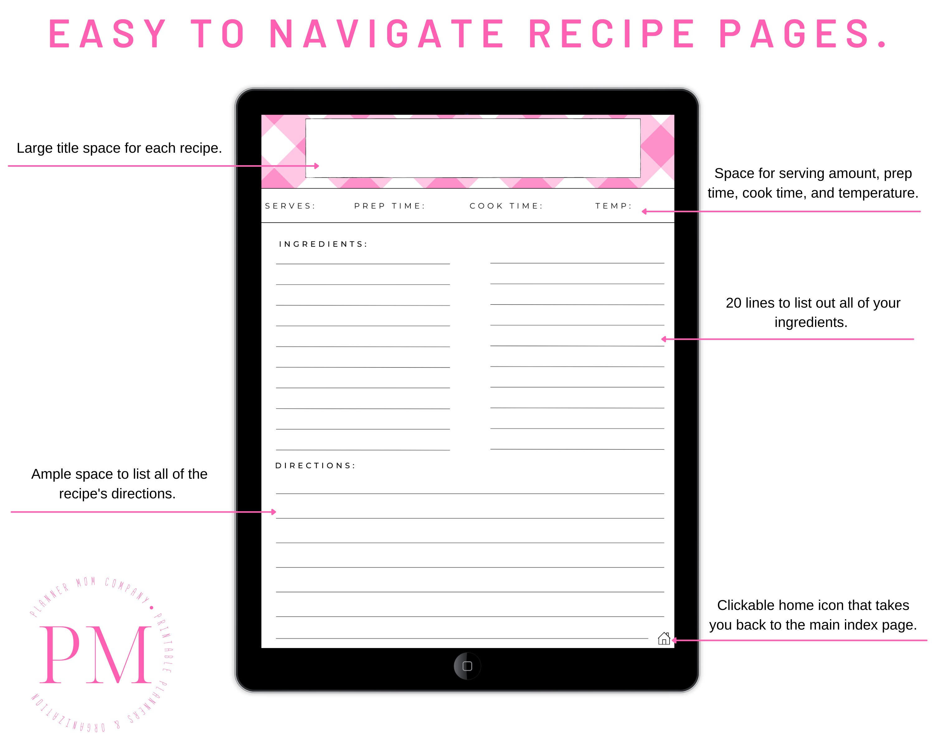 Digital Recipe Book for Goodnotes Hyperlinked Goodnotes - Etsy