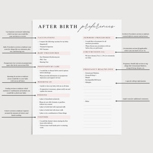 Birth Plan Handout, Birth Plan Template Canva, Birth Plan Canva, Custom ...