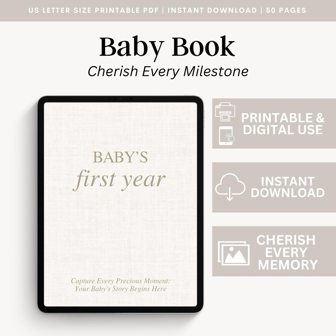 Baby Book, Printable Baby Book Pages, Baby Memory Book, Baby Book First ...