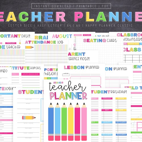 Teacher Planner 2022-2023 Printable Lesson Planner Teaching - Etsy Canada