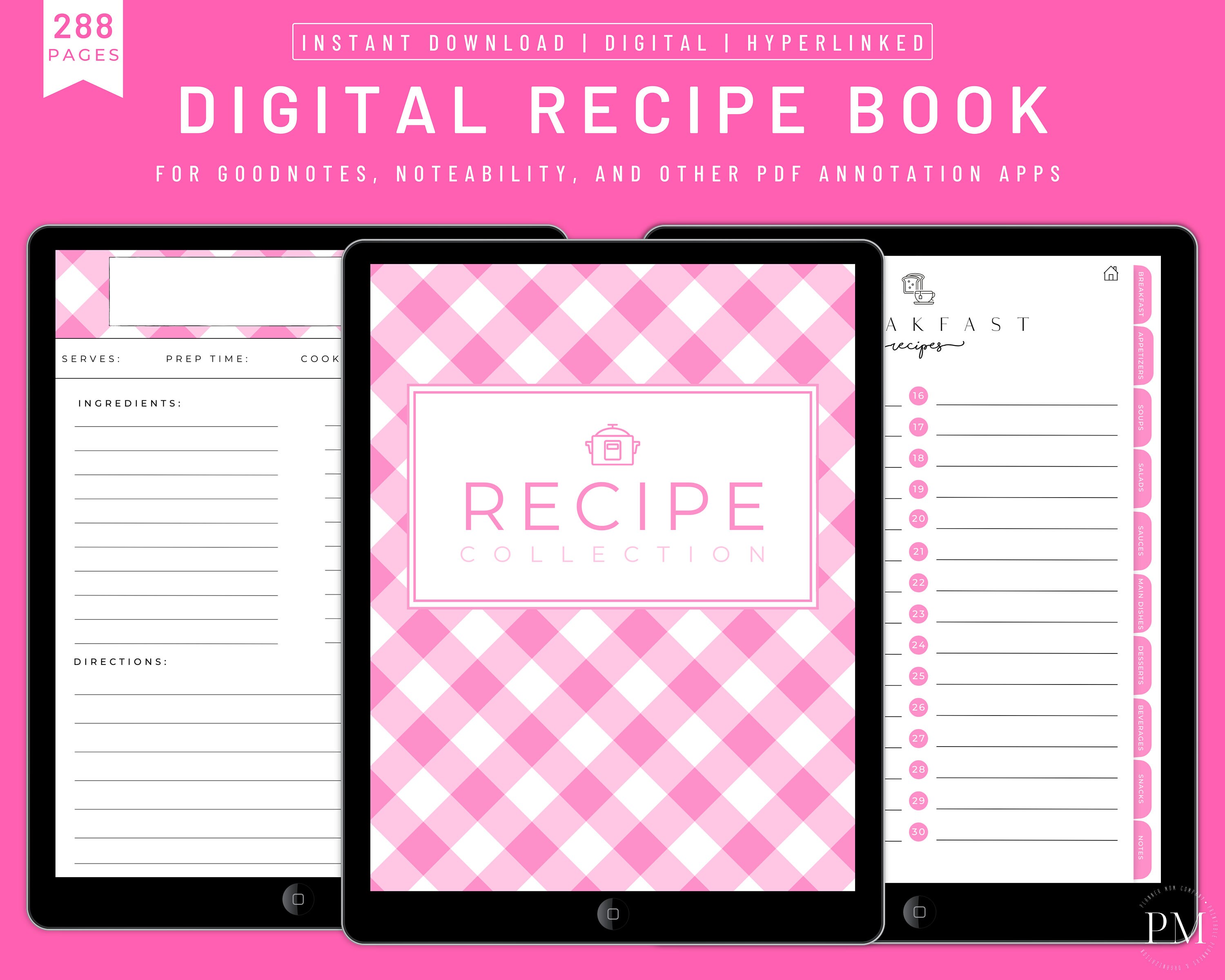 Digital Recipe Book for Goodnotes Hyperlinked Goodnotes - Etsy