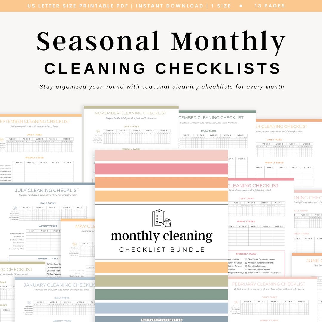 Monthly Cleaning Checklist by Month Weekly and Monthly Cleaning ...